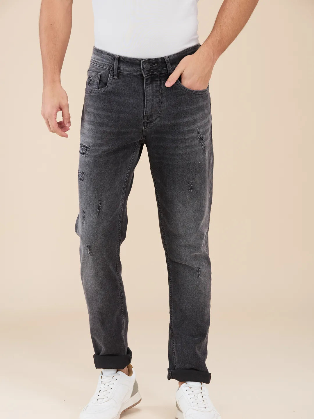 Being Human Mens-Bottom Denim Grey Tone