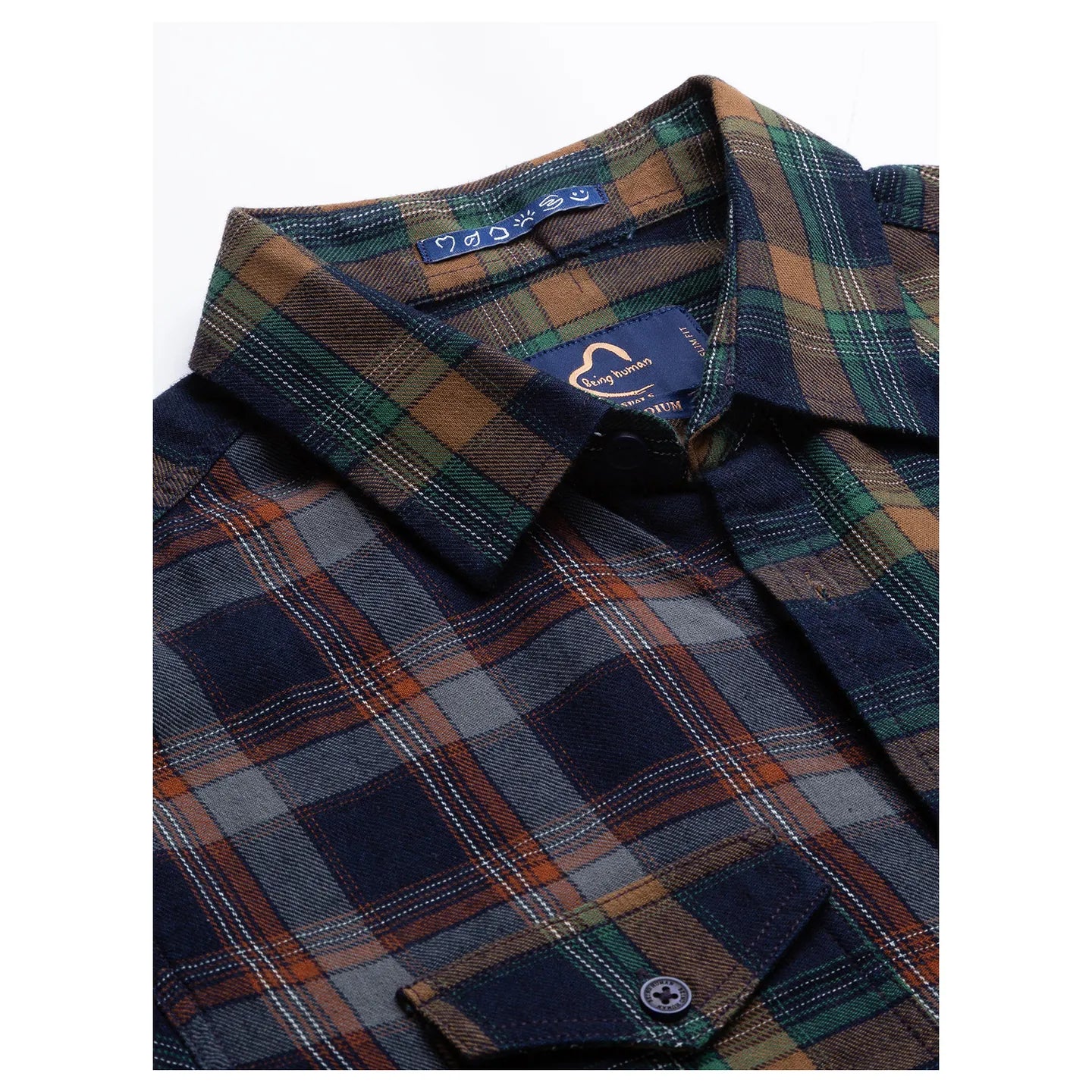 Being Human Slim Fit Men Collared Shirts-Navy_Rust