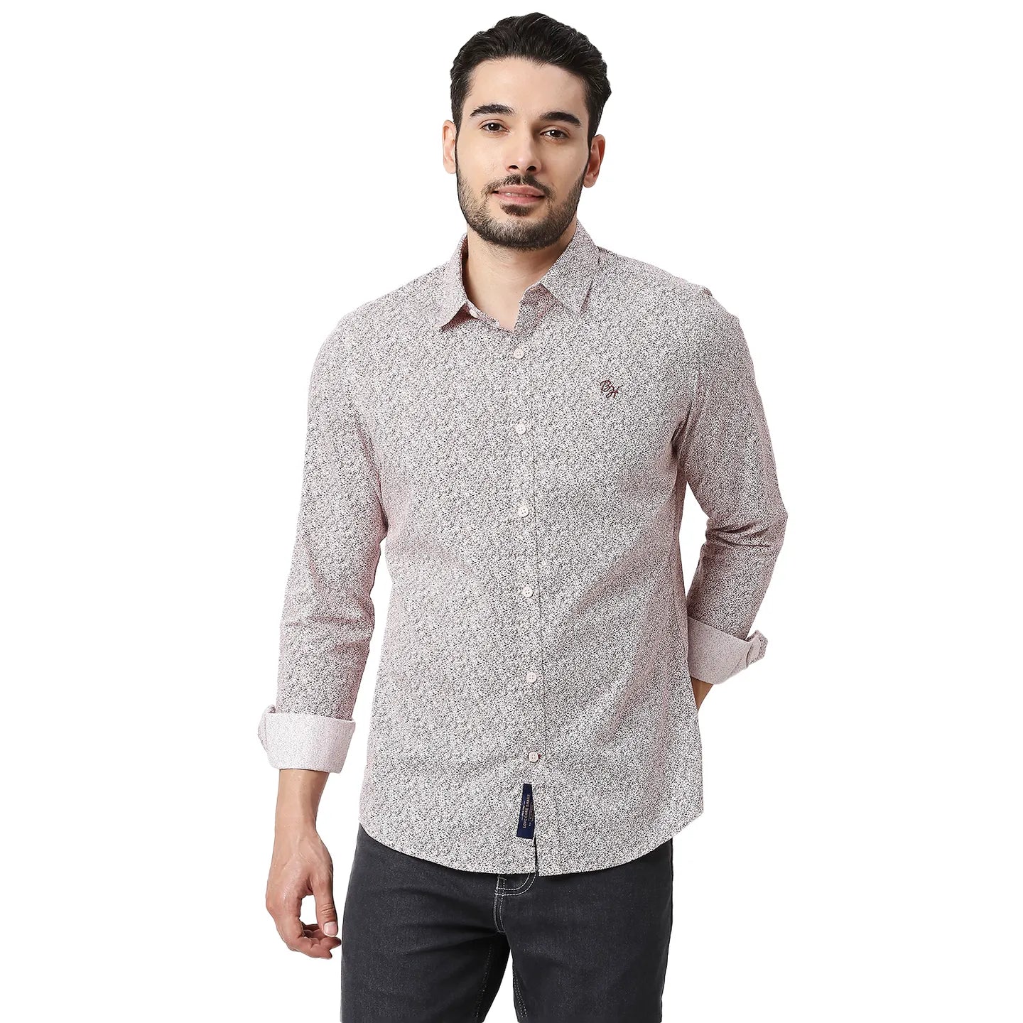 Being Human Slim Fit Men Collared Shirts-White