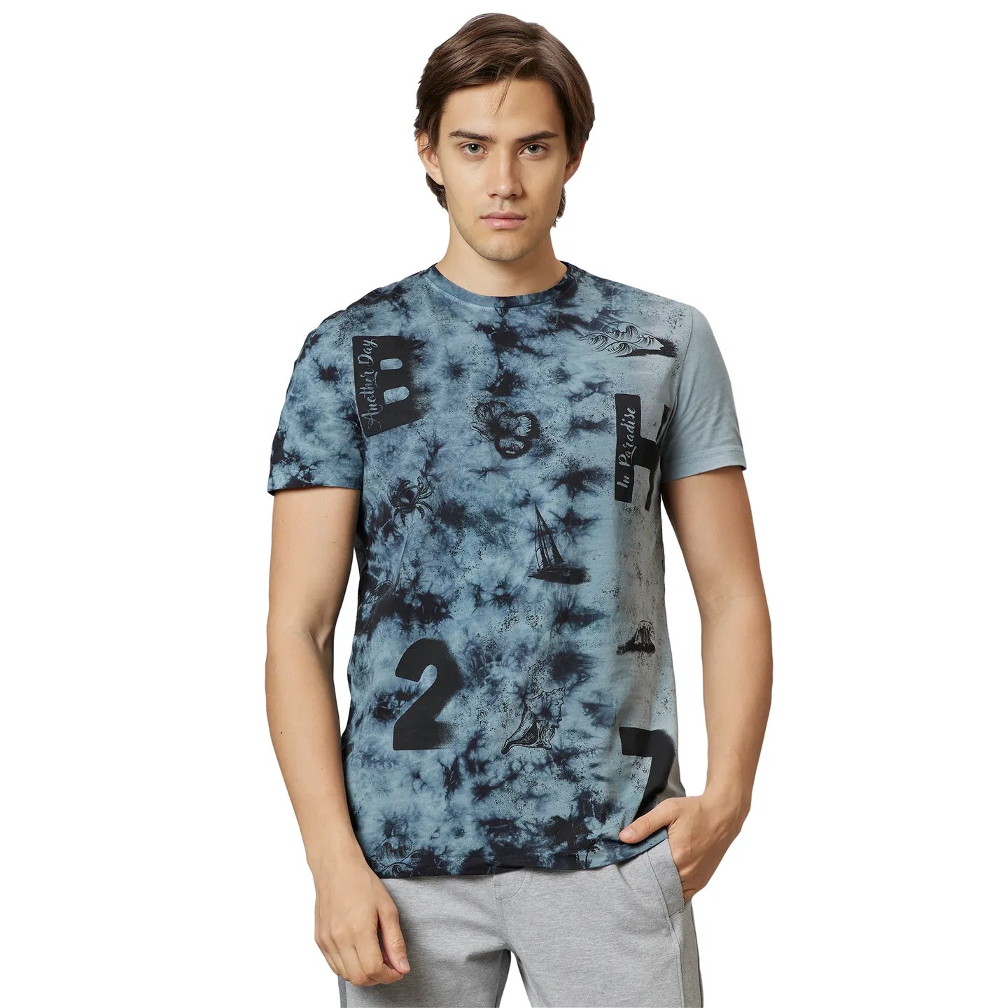 Being Human Regular Fit Men Crew Neck T-Shirts-Lt.Grey