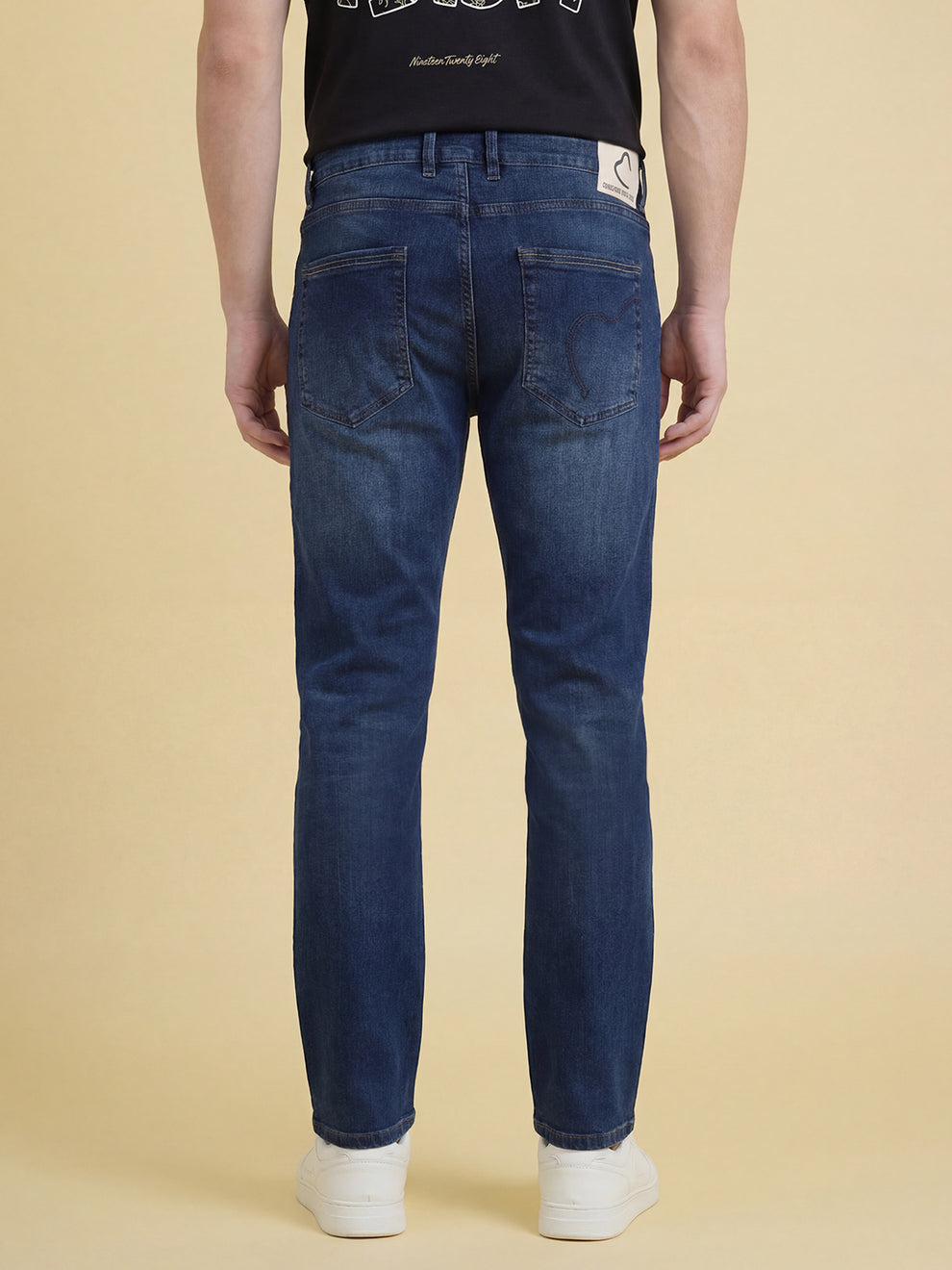 Dark Blue Slim Straight Fit Men's Mid Rise Cropped Jeans by Being Human ...